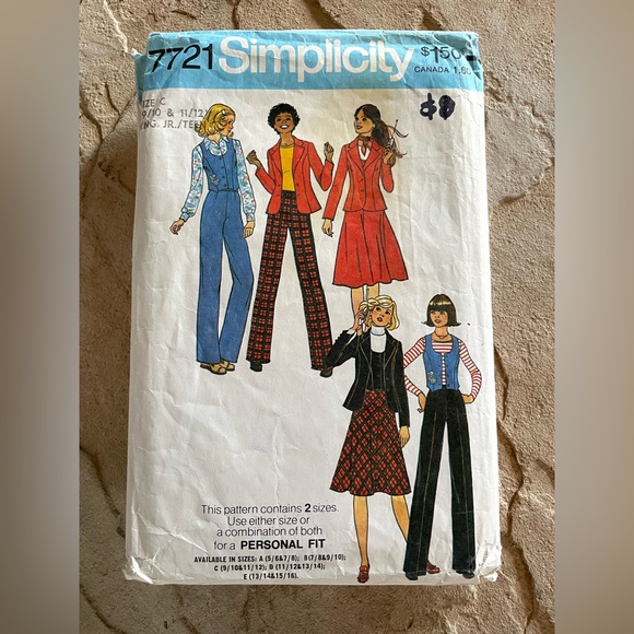 Office | 1973 Simplicity 7721 Jr Sz 91 1112 Personal Fit Multi Outfit ...
